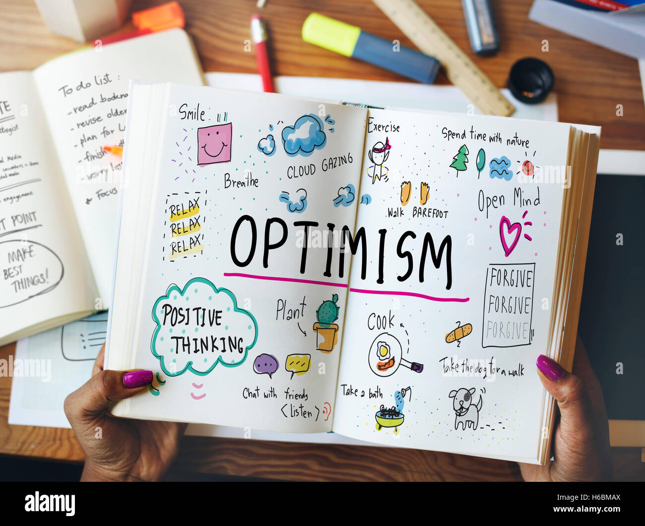 Positive Thinking Simple Life Graphic Concept Stock Photo - Alamy