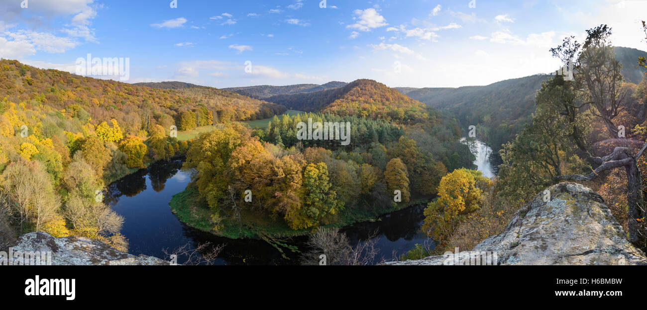 Hardegg: Thayatal National Park, Thaya river valley bend at Umlaufberg ...