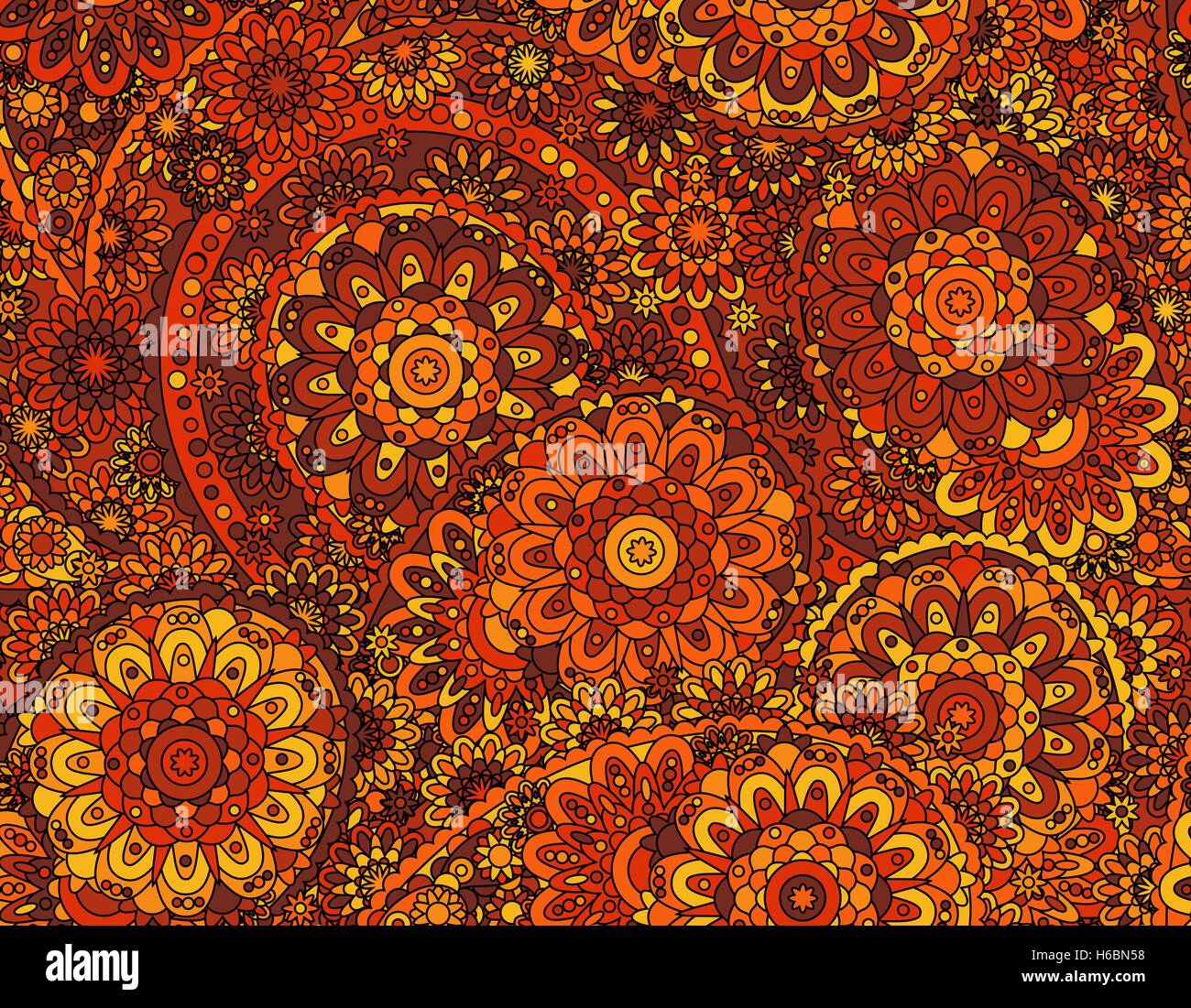 Vector flower paisley seamless ethnic pattern element. Elegant texture ...
