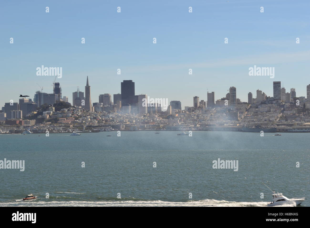 Fleet week practice over the Bay Area as viewed from Alcatraz Stock ...