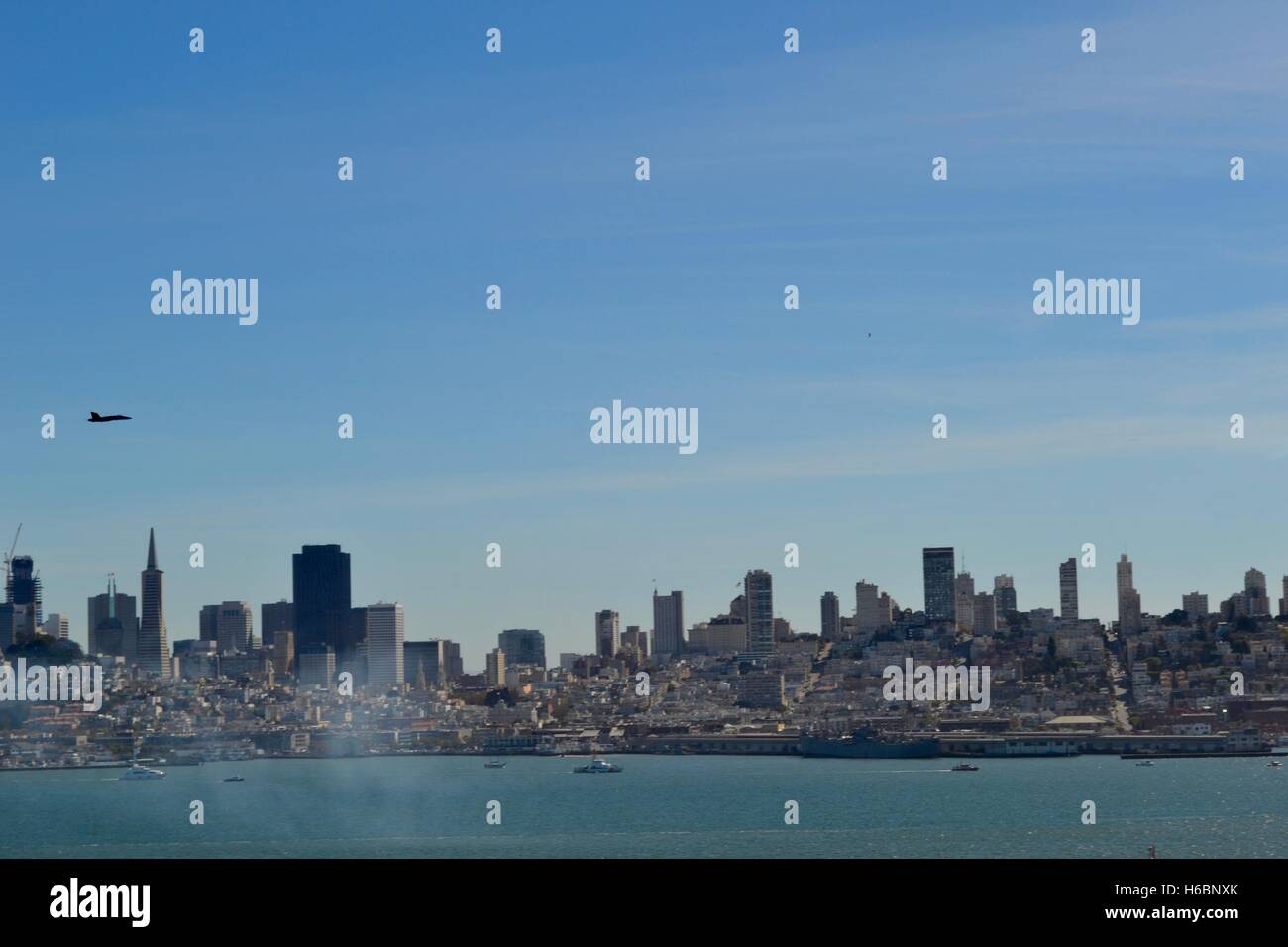 Fleet week practice over the Bay Area as viewed from Alcatraz Stock ...
