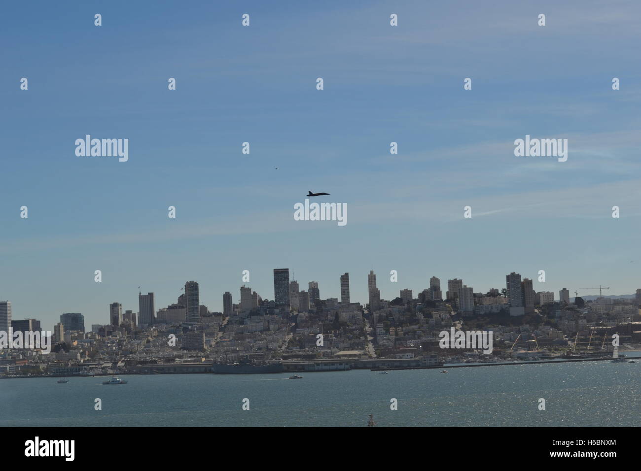 Fleet week practice over the Bay Area as viewed from Alcatraz Stock ...