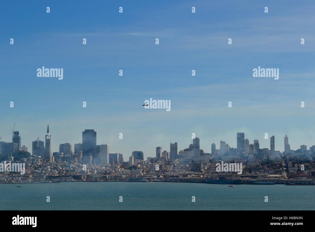Fleet week practice over the Bay Area as viewed from Alcatraz Stock ...