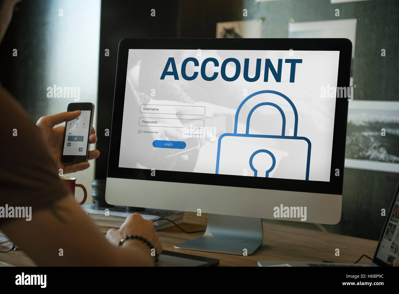Account Log In User Password Register Concept Stock Photo - Alamy