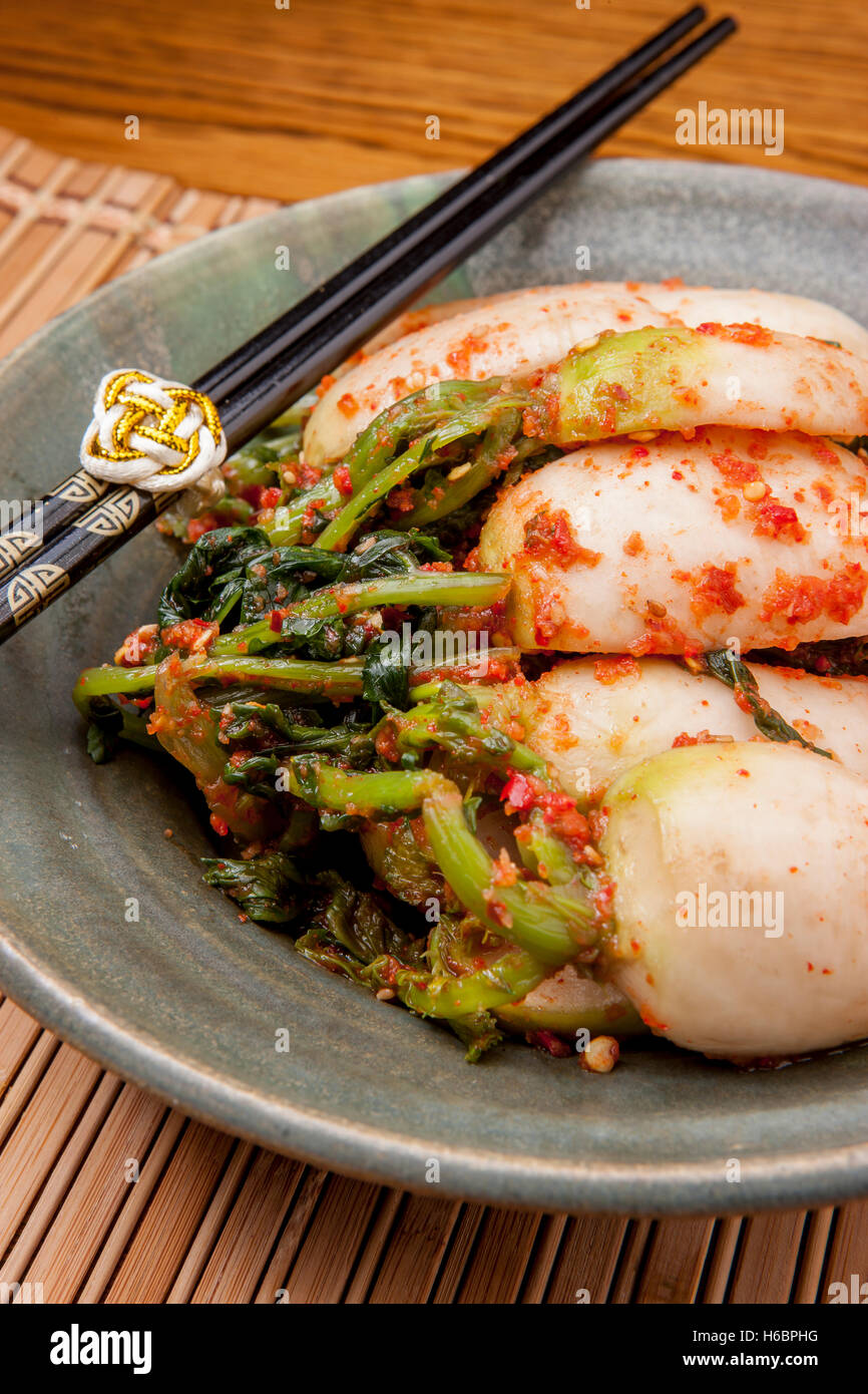 Spicy radish kimchi Stock Photo - Alamy