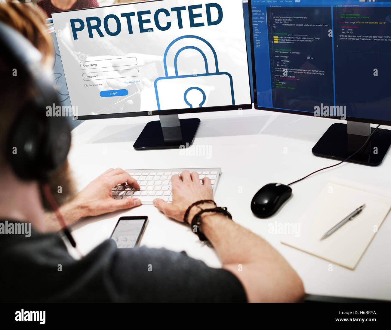 Protected Log In User Password Register Concept Stock Photo - Alamy