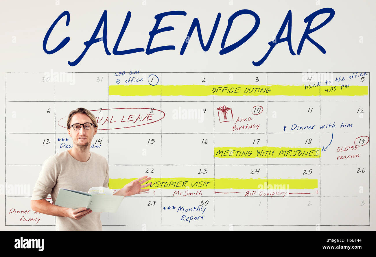 Agenda Timetable Calendar Schedule Graphic Stock Photo - Alamy