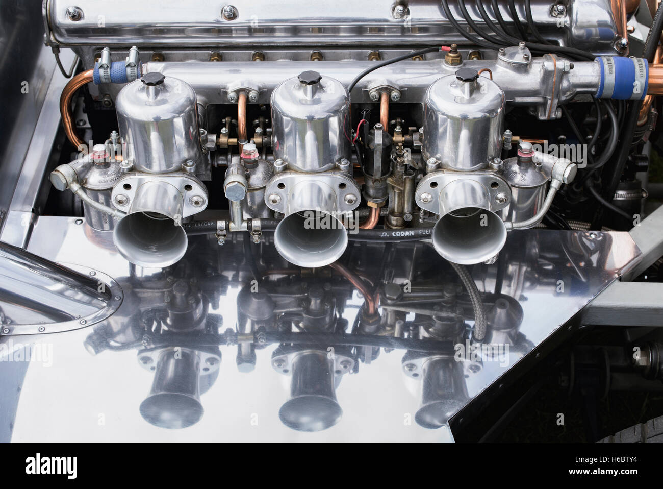 1977 Jaguar D Type replica car engine detail Stock Photo - Alamy