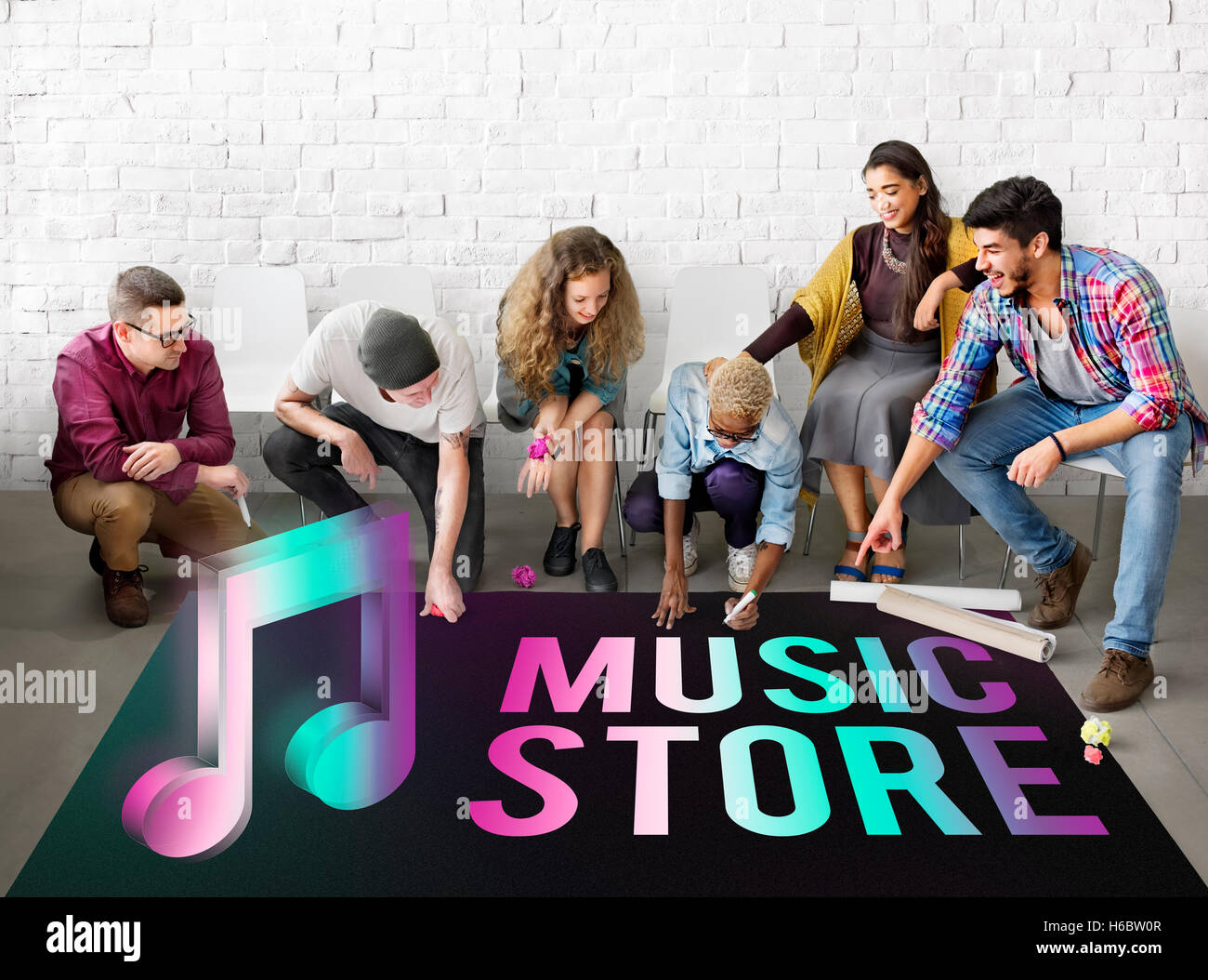 Audio Store Music Note Icon Graphic Concept Stock Photo - Alamy