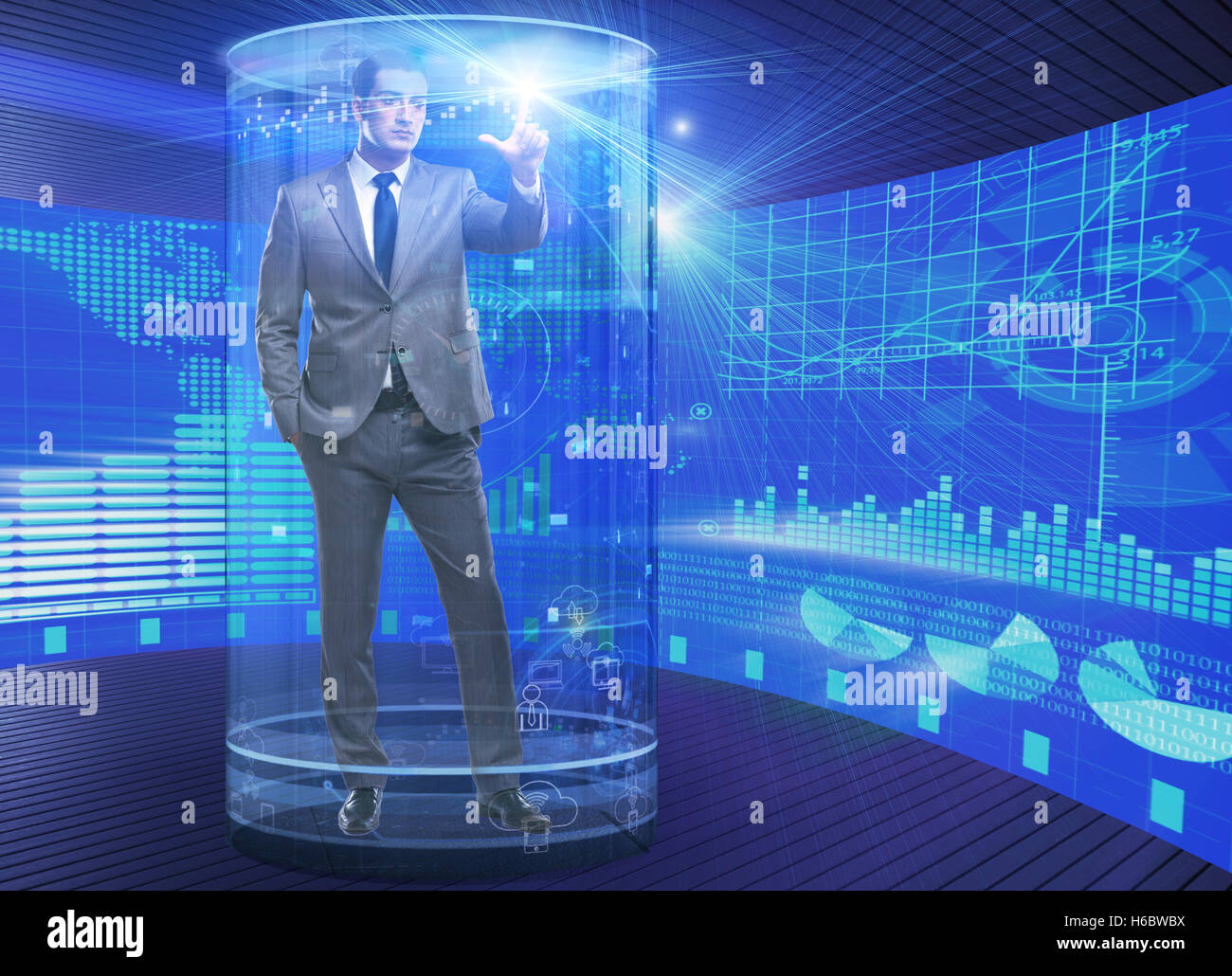Man in stock exchange trading concept Stock Photo - Alamy
