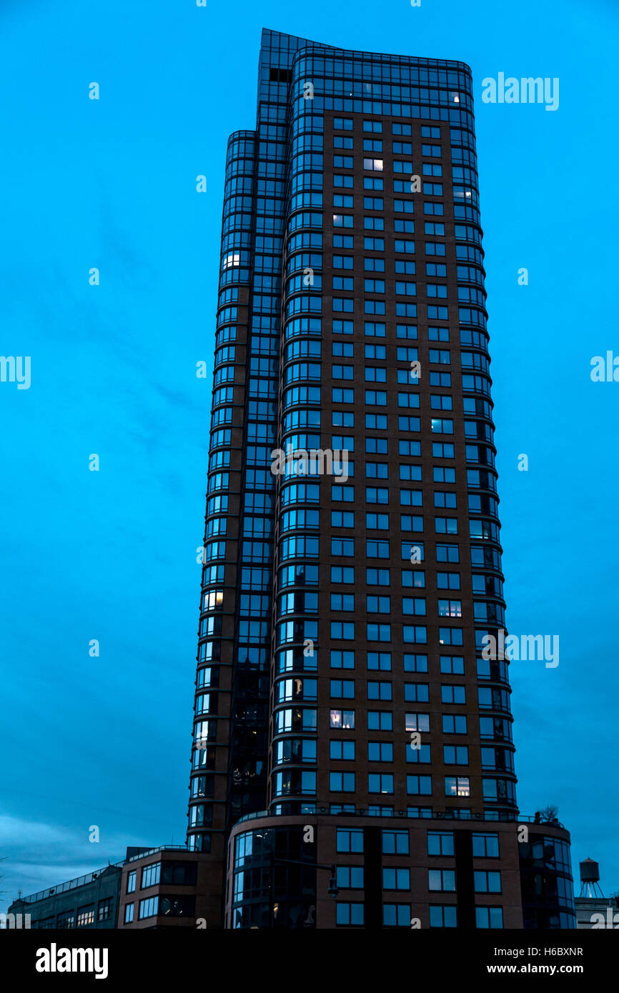 Office building under the deep blue dusk sky Stock Photo - Alamy