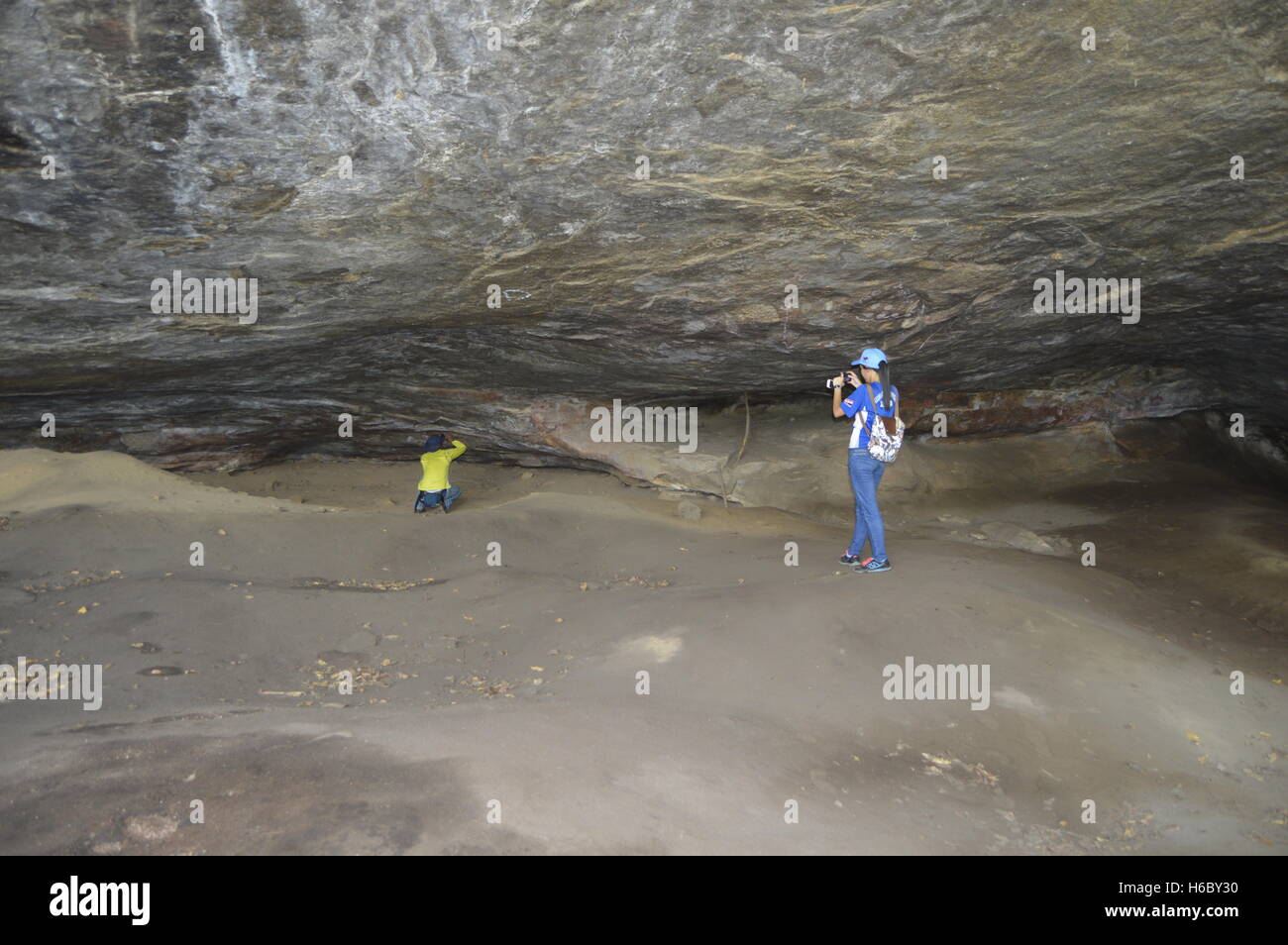 Cave paintings in the cave of the Stone Elephant, Venezuela Stock Photo ...