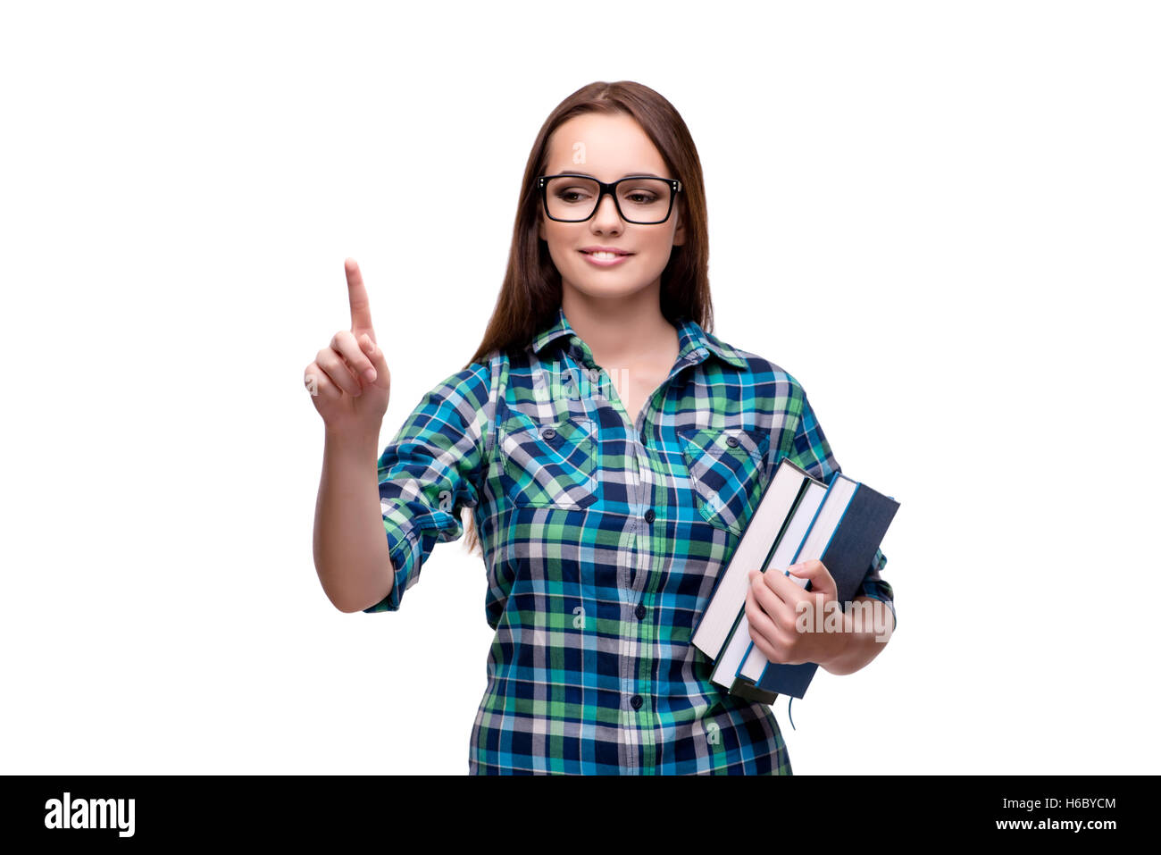 Young student isolated on the white background Stock Photo - Alamy