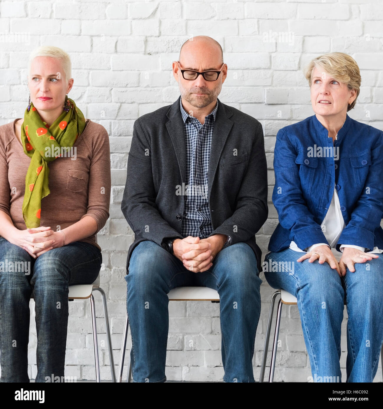 Diverse Group of People Community Sitting Waiting Concept Stock Photo ...