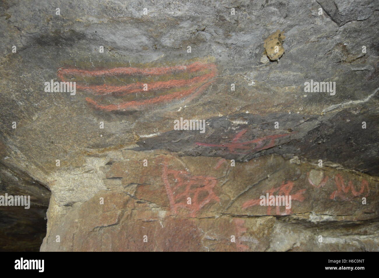 Cave paintings in Stone Elephant cave, Venezuela Stock Photo - Alamy