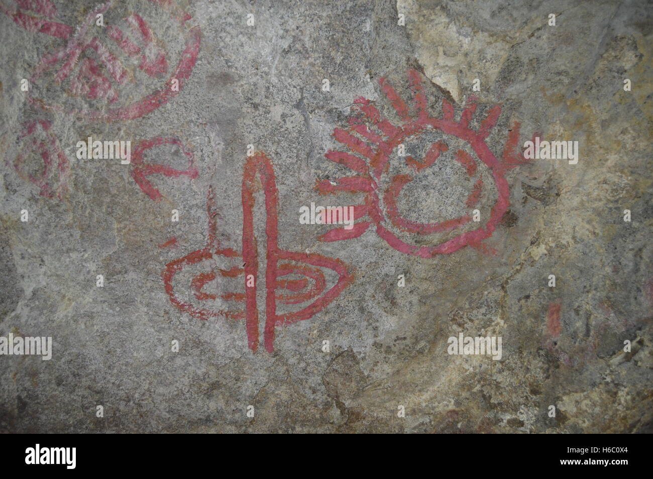 Cave paintings in Stone Elephant cave, Venezuela Stock Photo - Alamy
