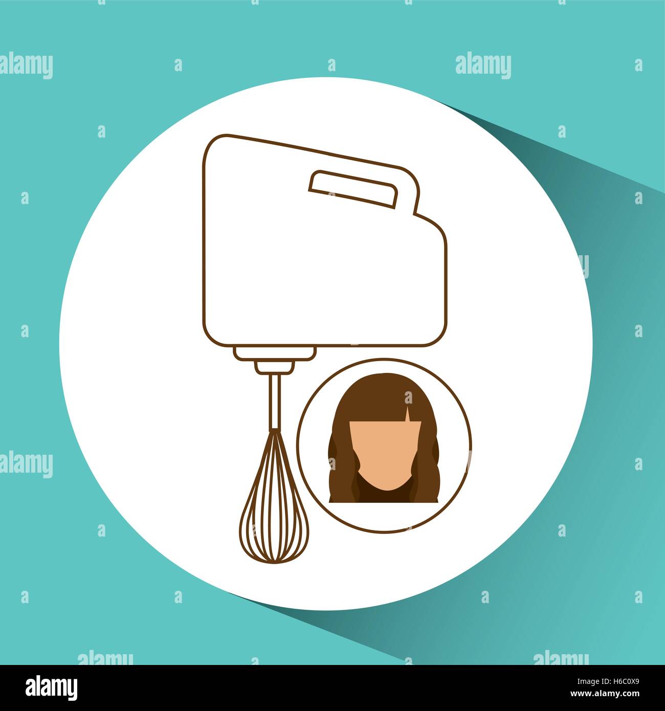 mixer hand kitchen cook icon, female avatar design Stock Vector Image ...