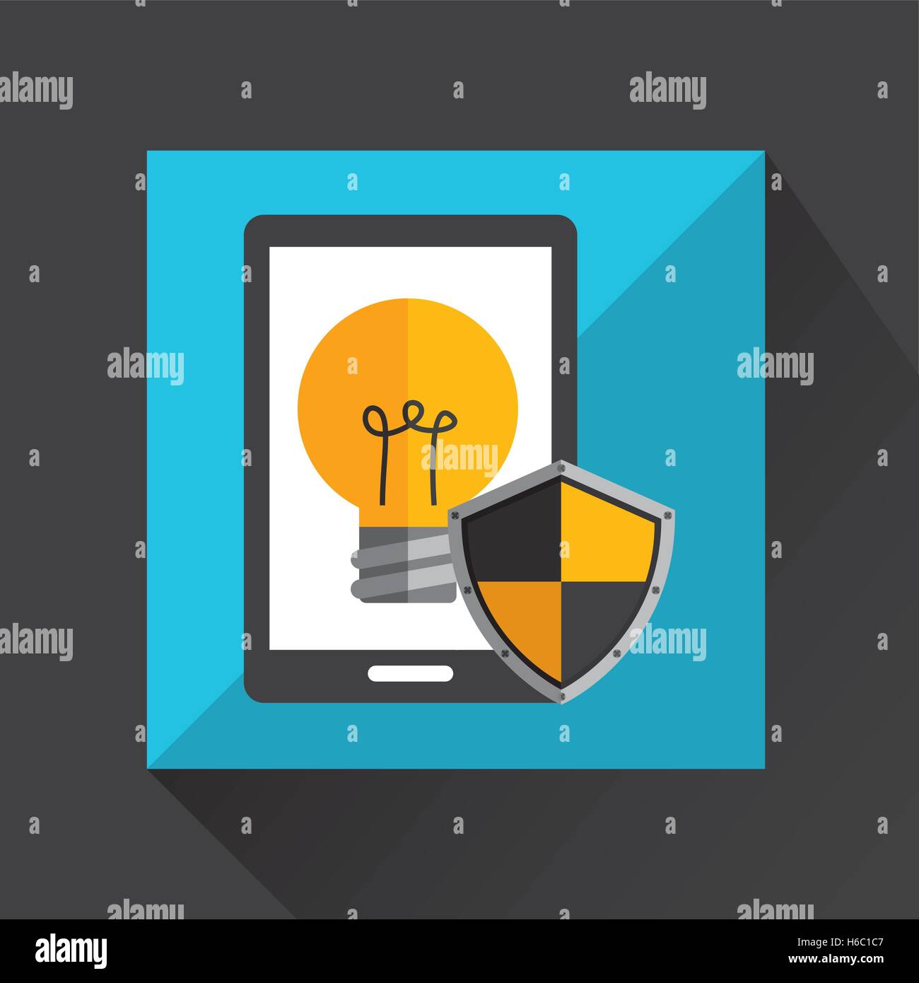smartphone cartoon bulb idea creative safety icon Stock Vector Image ...