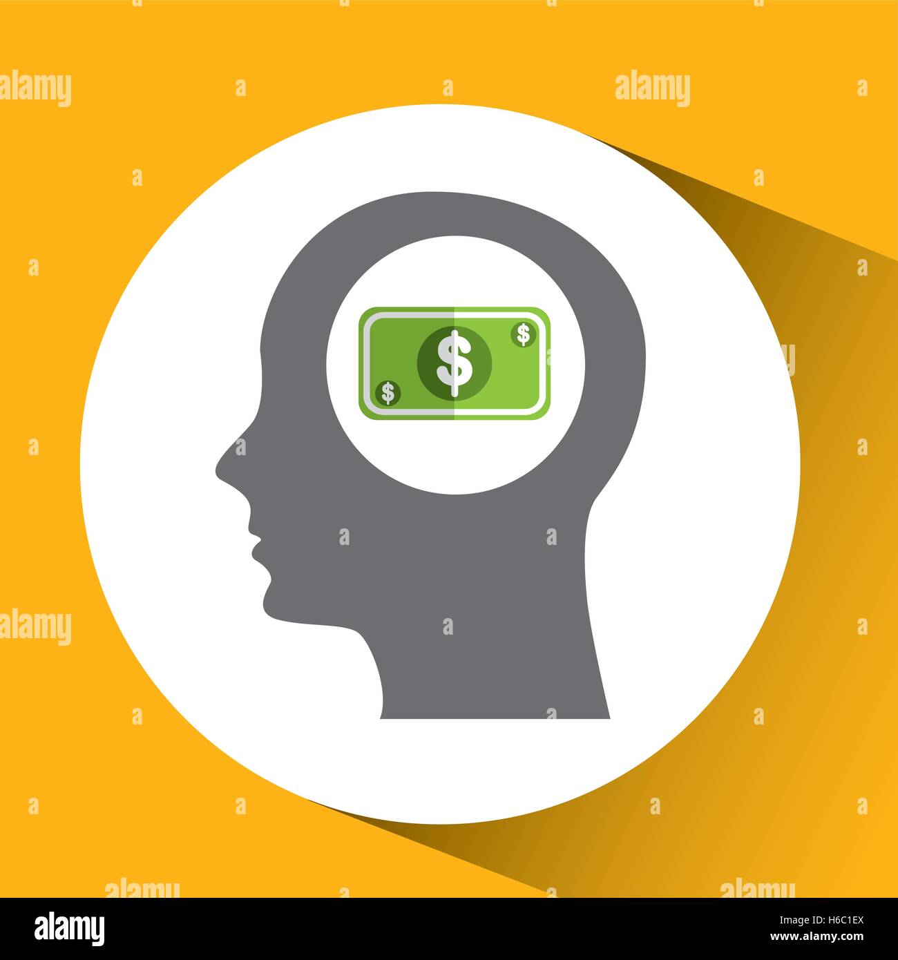 silhouette head with money cash bill icon Stock Vector Image & Art - Alamy