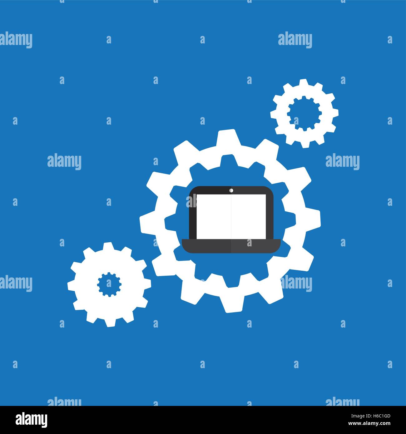 technology gears laptop system icon Stock Vector Image & Art - Alamy