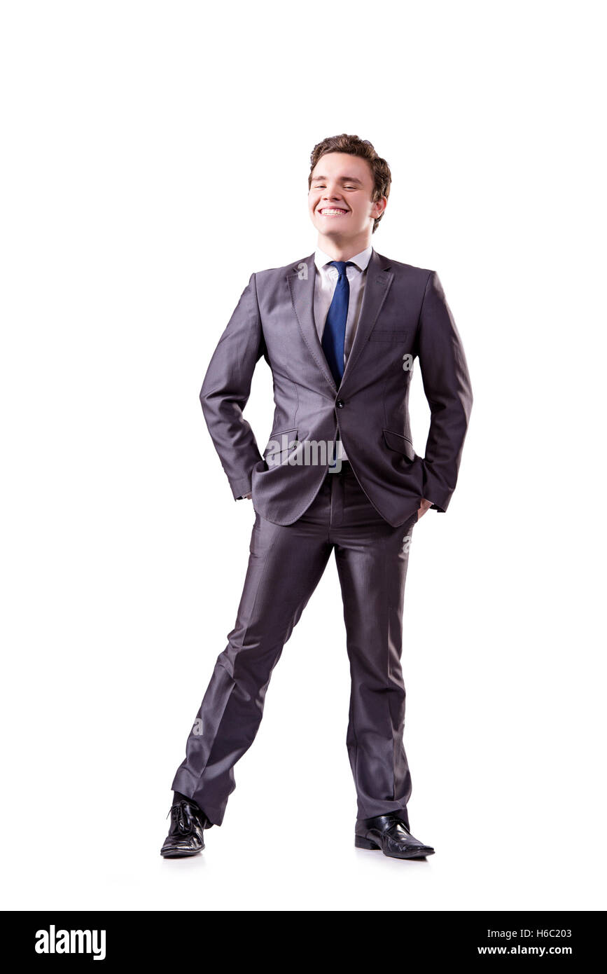 Funny businessman isolated on the white background Stock Photo - Alamy