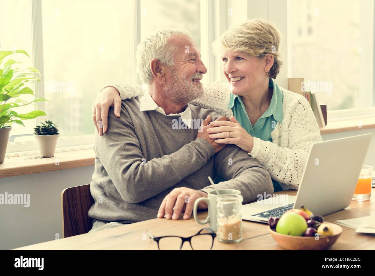 Senior Adult Using Laptop Notebook Concept Stock Photo - Alamy