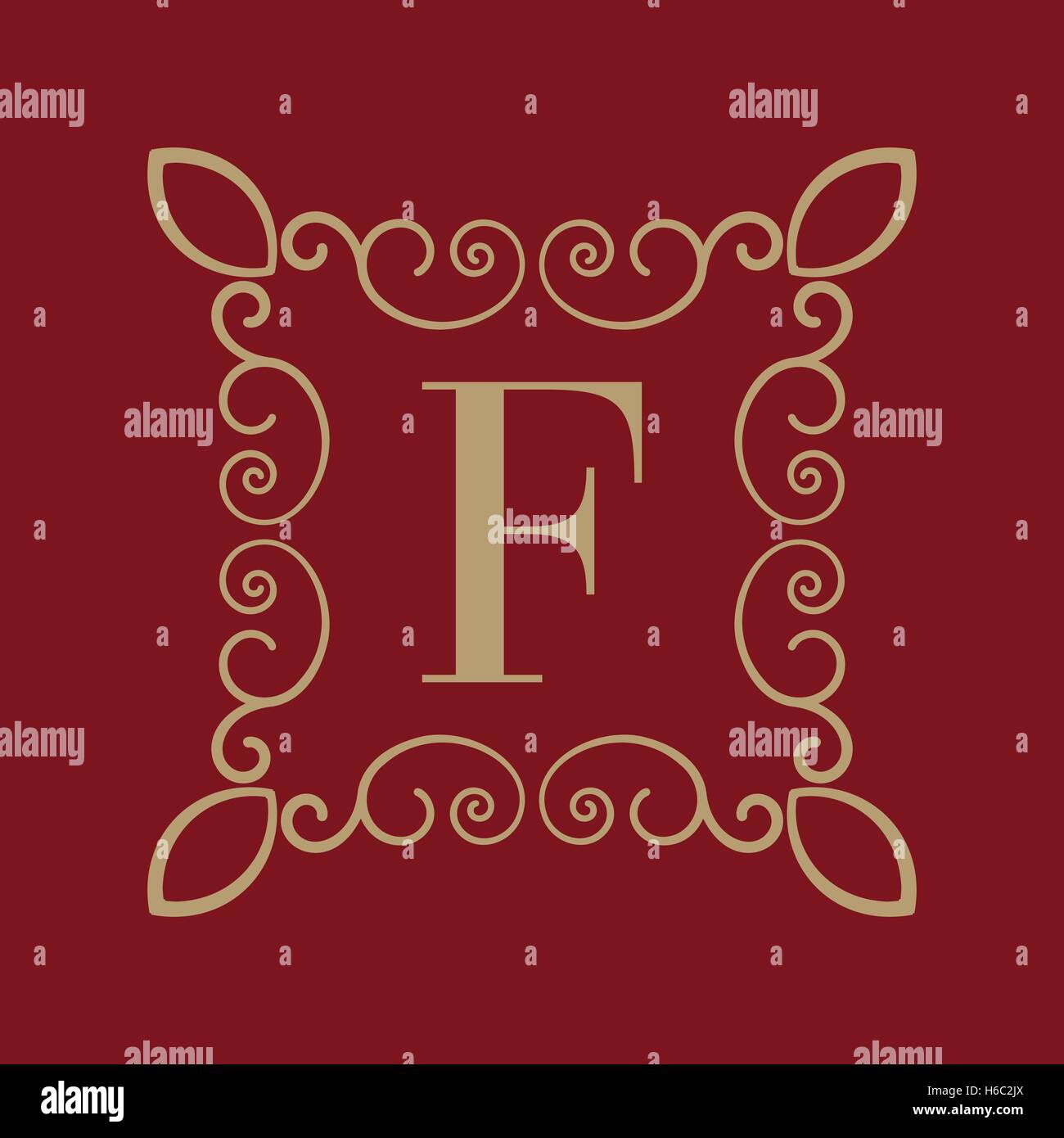 Monogram letter F. Calligraphic ornament. Gold. Retro, Business and ...