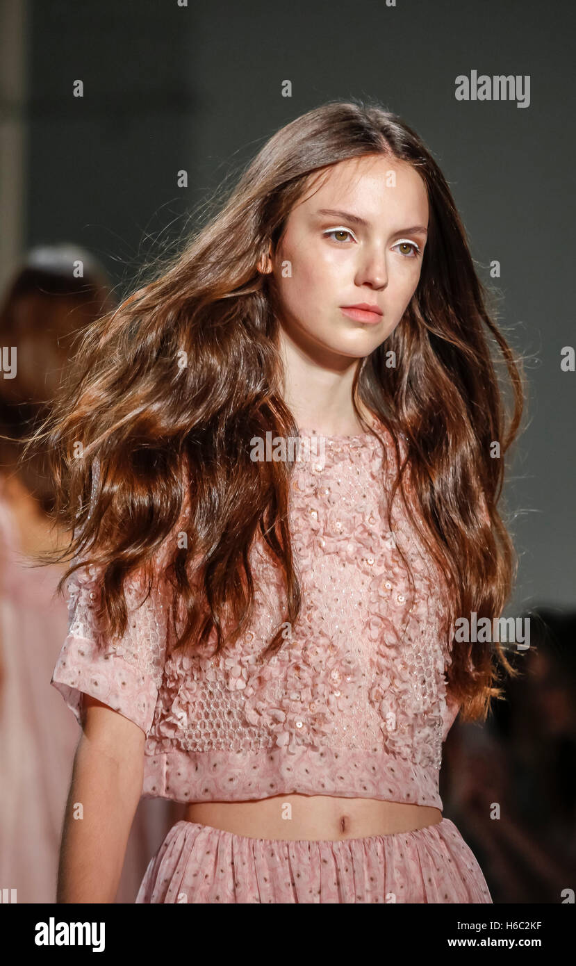 New York, NY, USA - September 8, 2016: A model walks runway for the ...