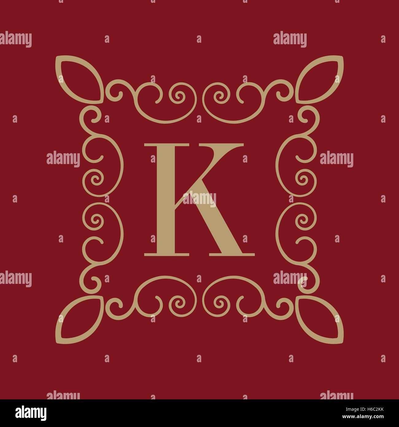Monogram letter K. Calligraphic ornament. Gold. Retro, Business and ...