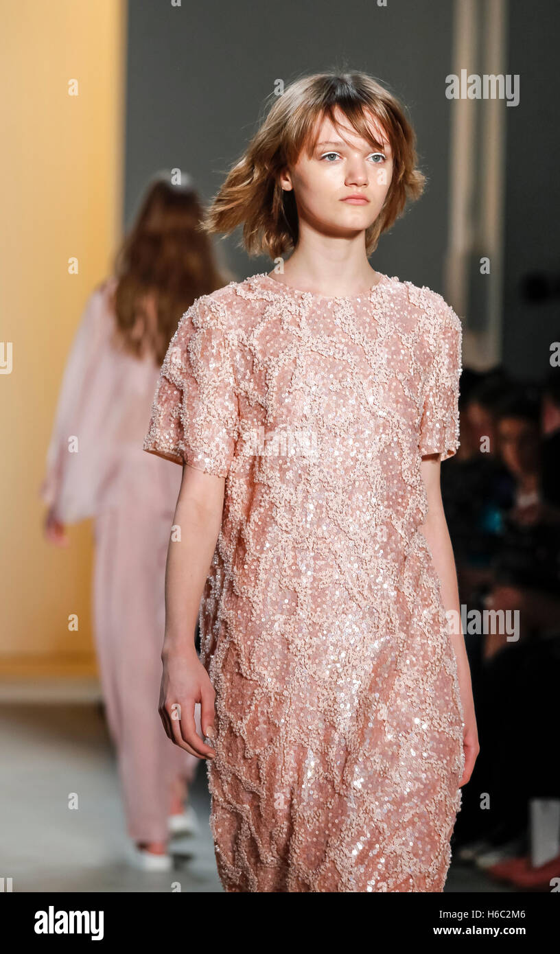 New York, NY, USA - September 8, 2016: A model walks runway for the ...