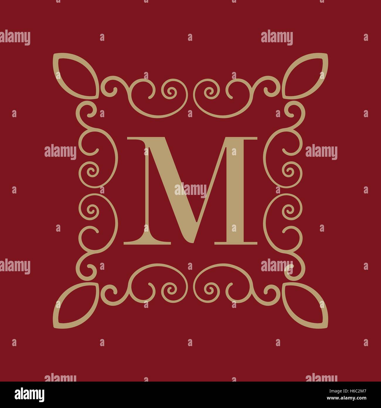 Monogram letter M. Calligraphic ornament. Gold. Retro, Business and ...