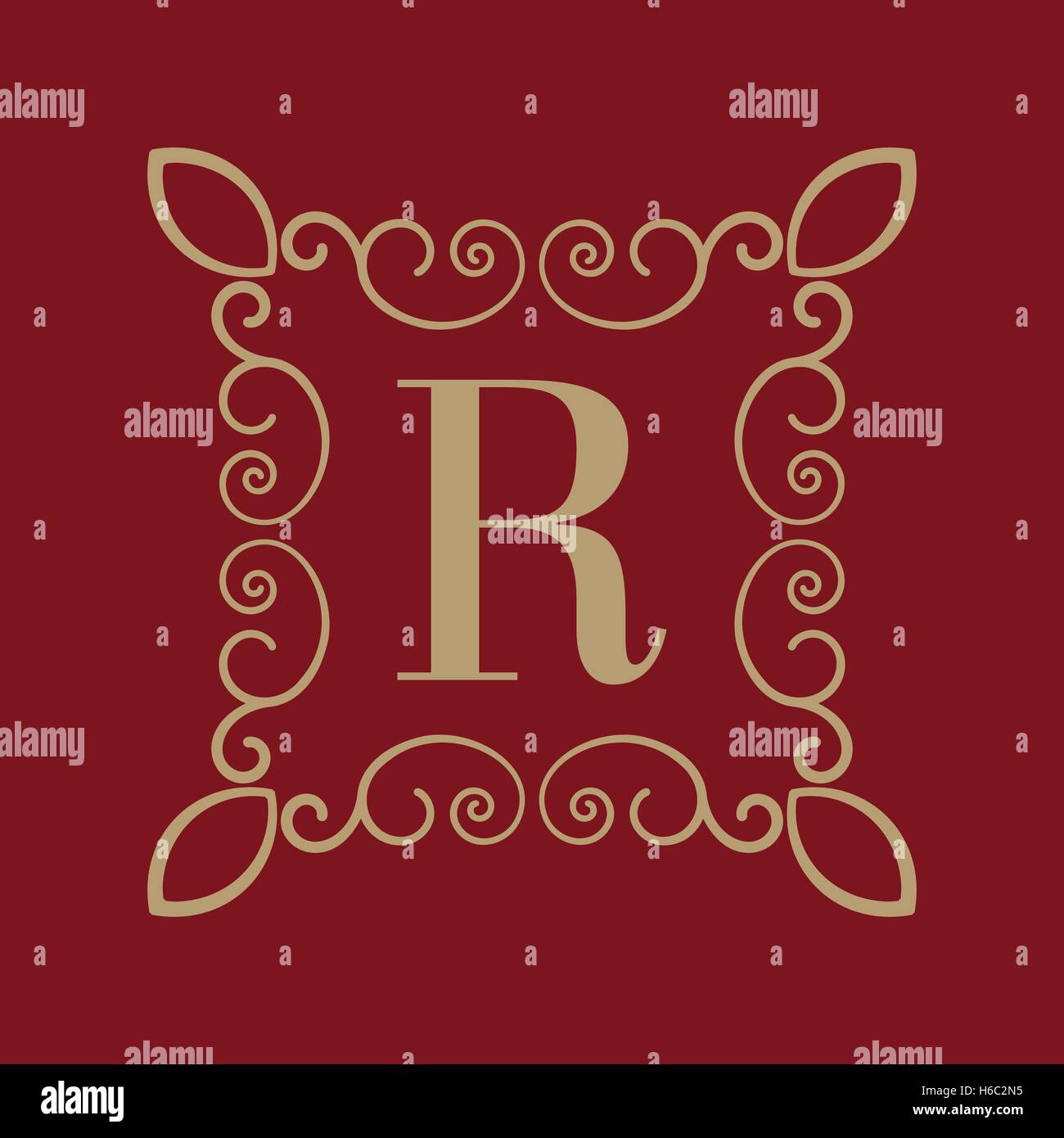 Monogram letter R. Calligraphic ornament. Gold. Retro, Business and ...