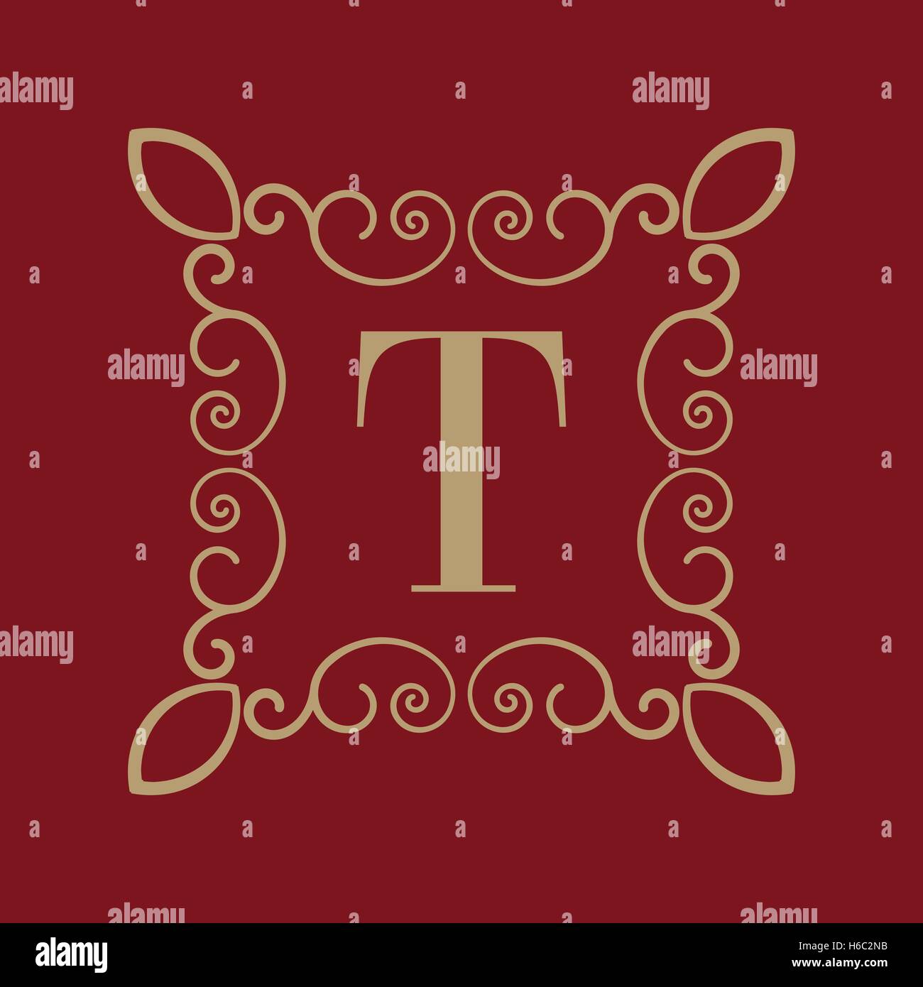 Monogram letter T. Calligraphic ornament. Gold. Retro, Business and ...