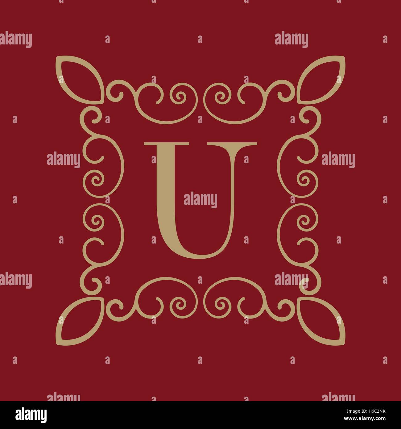 Monogram letter U. Calligraphic ornament. Gold. Retro, Business and ...