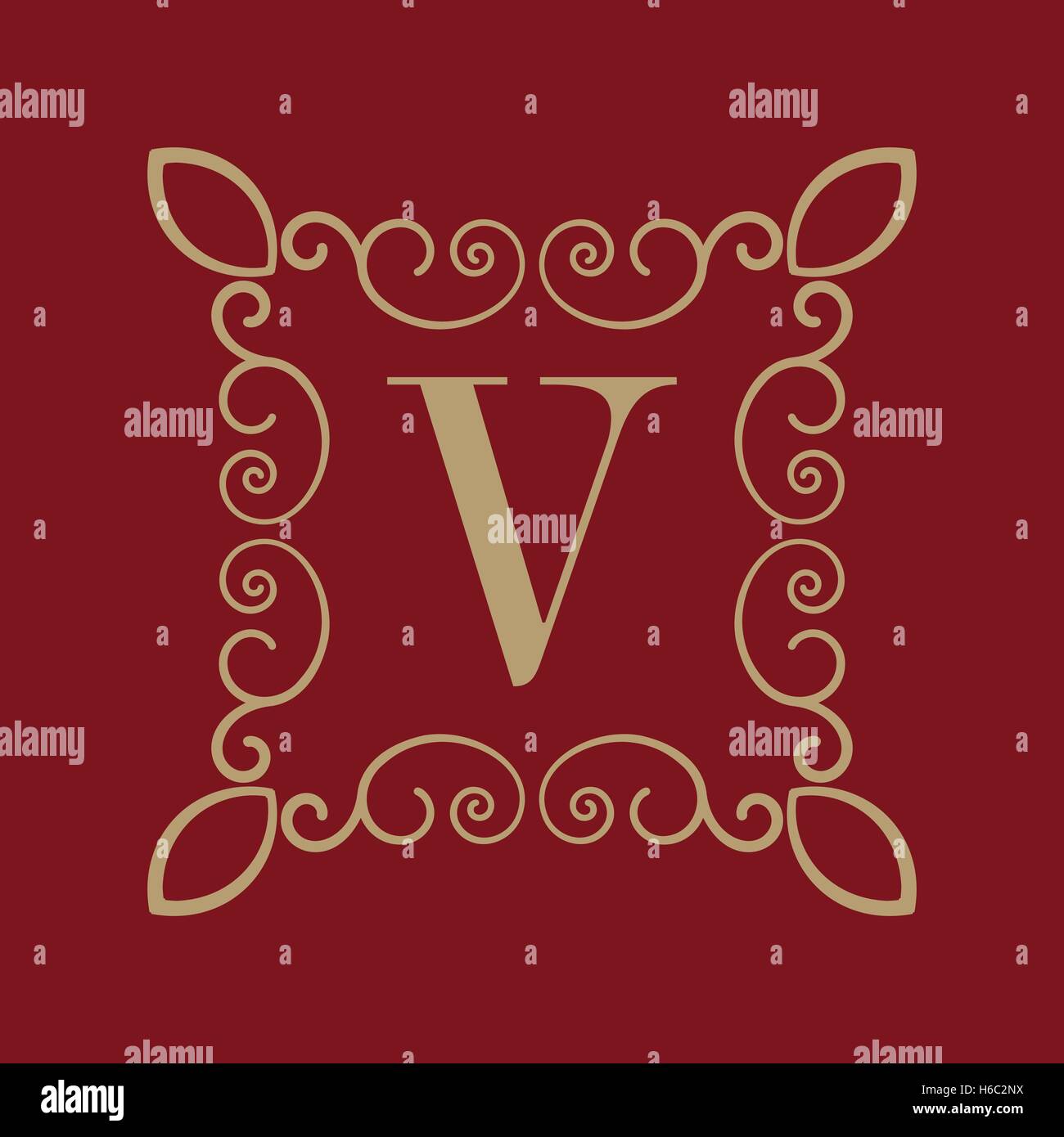 Monogram letter V. Calligraphic ornament. Gold. Retro, Business and ...