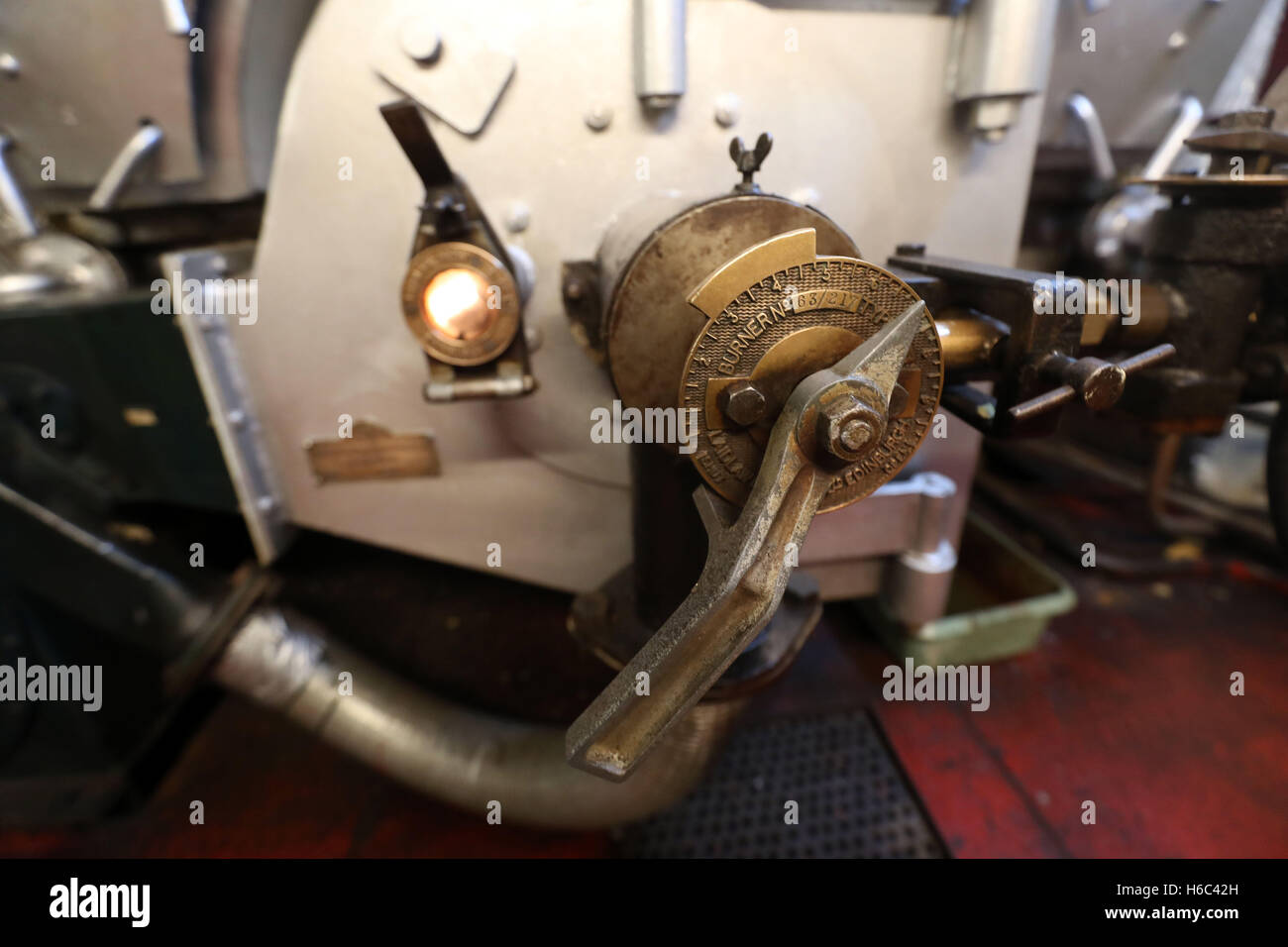 The engine room onboard the SND No 4 steam dredger which is in steam at ...