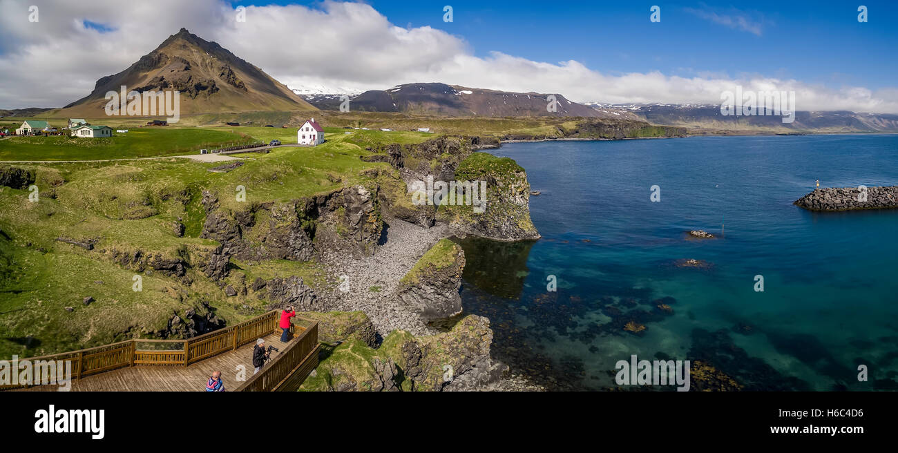 Arnarstapi Harbor, Arnarstapi, Snaefellsnes Peninsula, Iceland Stock ...