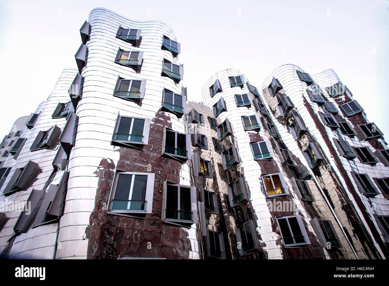 Germany, Duesseldorf, the buildings Neuer Zollhof by Frank O. Gehry at ...