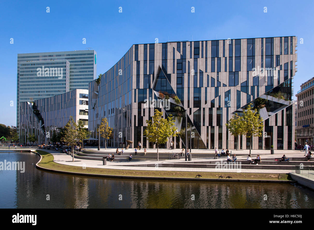 Germany, Duesseldorf, the high-rise building Dreischeibenhaus and the ...