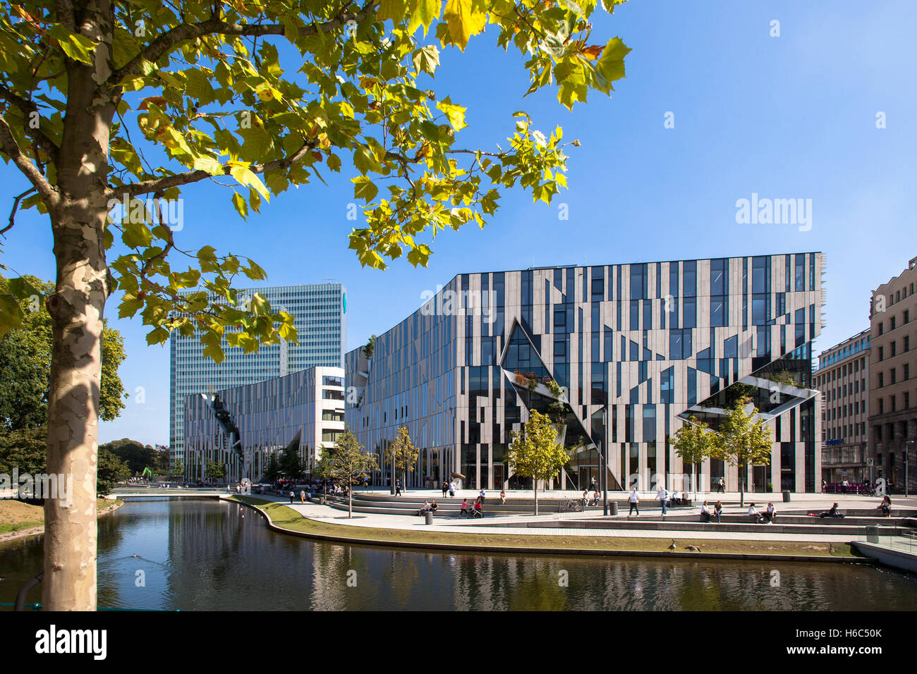 Germany, Duesseldorf, the high-rise building Dreischeibenhaus and the ...