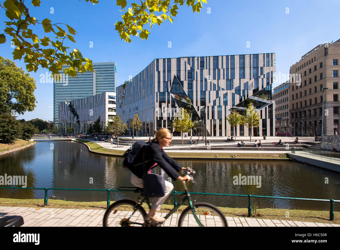 Germany, Duesseldorf, the high-rise building Dreischeibenhaus and the ...