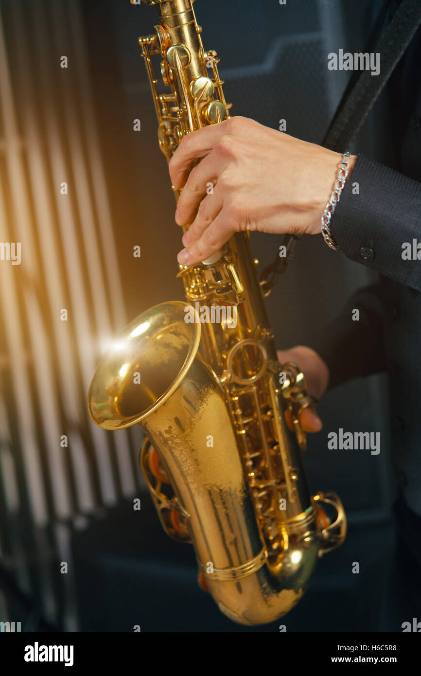 Musical instrument sax close-up Stock Photo - Alamy