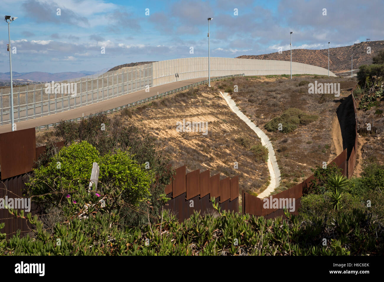 Tijuana, Mexico - Multiple fences run along the U.S.-Mexico border near ...