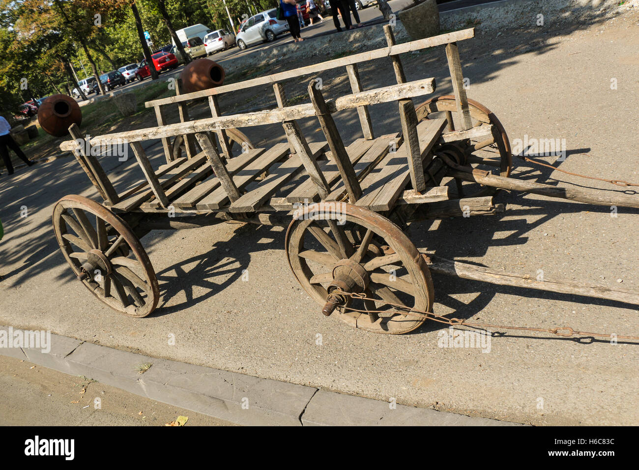 An old traditional wooden cart for transport Stock Photo - Alamy