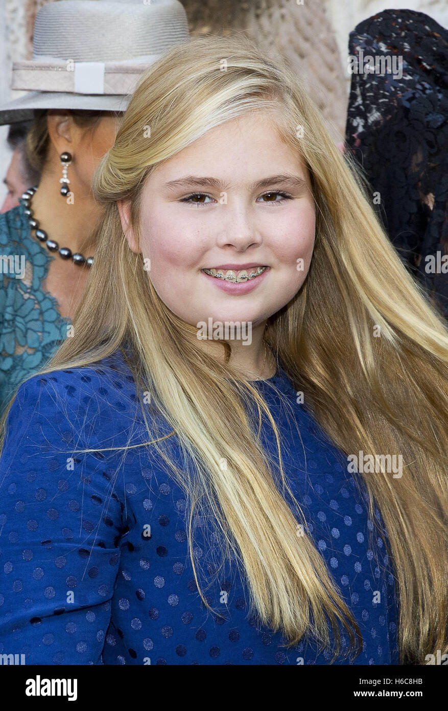 Princess Amalia attending the christening of Carlos de Bourbon de Parme ...