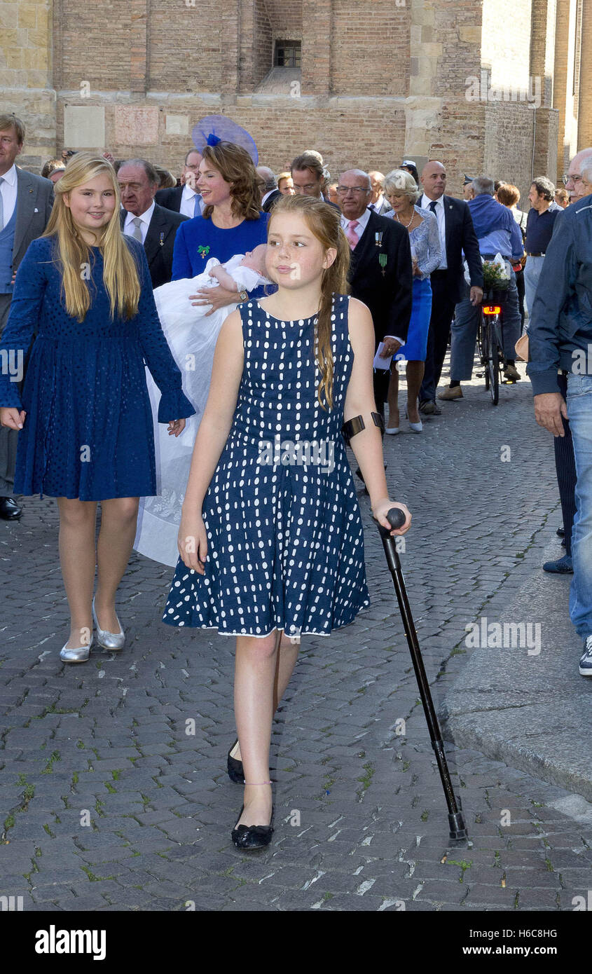 Princess Amalia and Princess Alexia attending the christening of Carlos ...