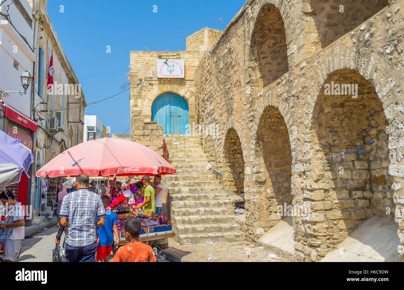 The staircase leads on the top of the citadel wall, surrounding Medina ...