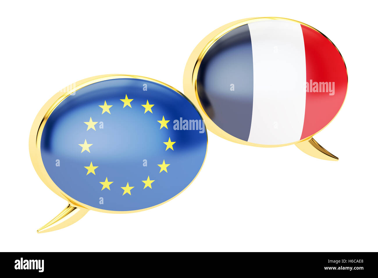 Speech bubbles, EU-France conversation concept. 3D rendering isolated ...