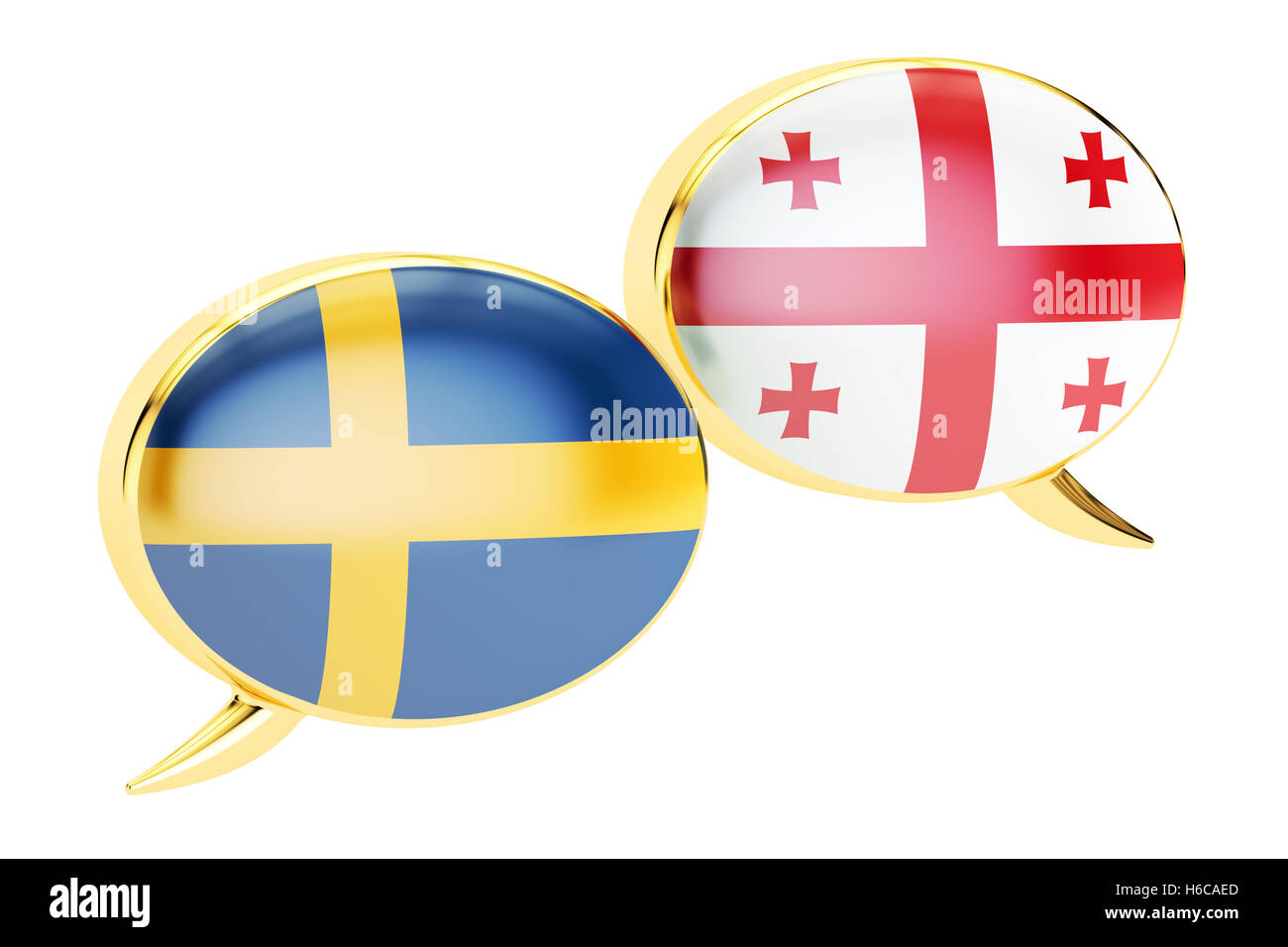 Speech bubbles, Georgian-Swiss translation concept. 3D rendering Stock ...