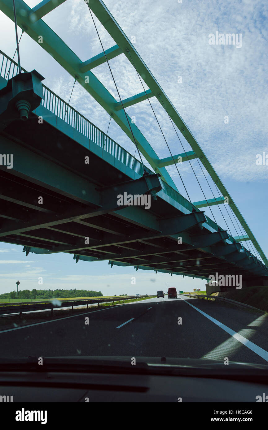 Car view over the steel bridge in summer day Stock Photo - Alamy